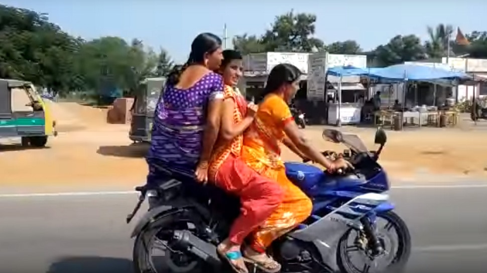 Hyderabad woman riding bike in saree like a professional video goes ...