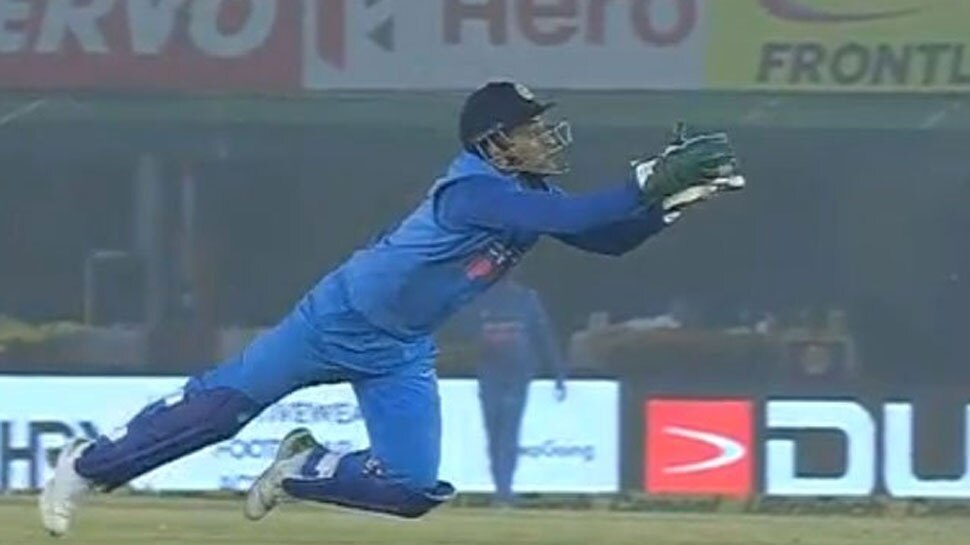 VIDEO: MS Dhoni diving swiftly to take a catch behind the wickets ...