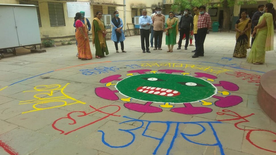 Message to protect against infection of corona epidemic through rangoli ...