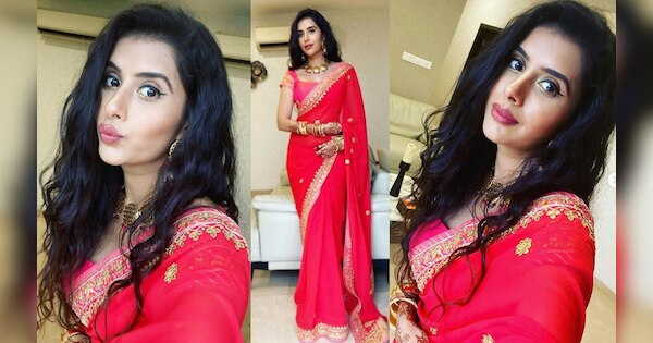 Charu Asopa celebrating Shravan puja in red sari | सुष्मिता सेन की भाभी ...