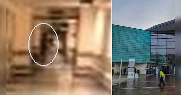 ghost walking down corridor in Royal Derby hospital, woman click the ...