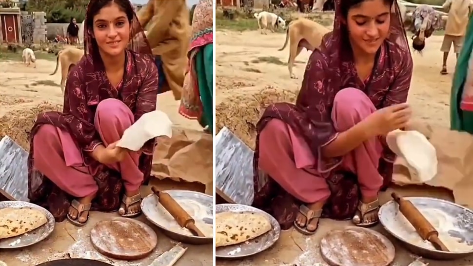 Viral Video of a beautiful girl cooking roti on the stove, people says ...