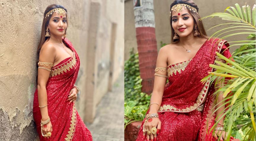 Bhojpuri Actress Monalisa ready for Ratri ke Yatri web series red saree ...