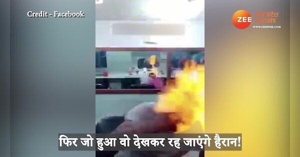 shocking young man caught fire in head during fire cutting viral on ...