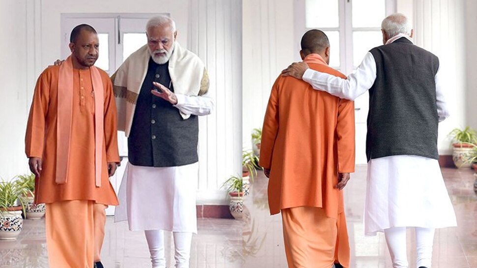 cm yogi adityanath tweets photos with pm narendra modi from lucknow up ...