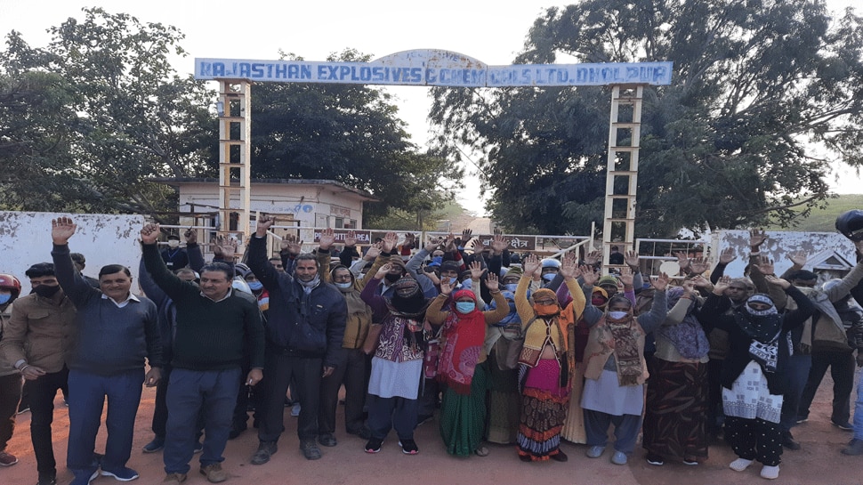Hundreds of workers protested at the main gate of RECL due to the ...