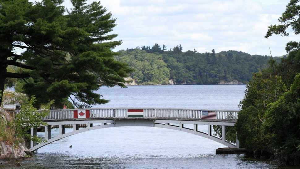 Worlds Shortest International Bridge on Zavikon Island between USA and ...