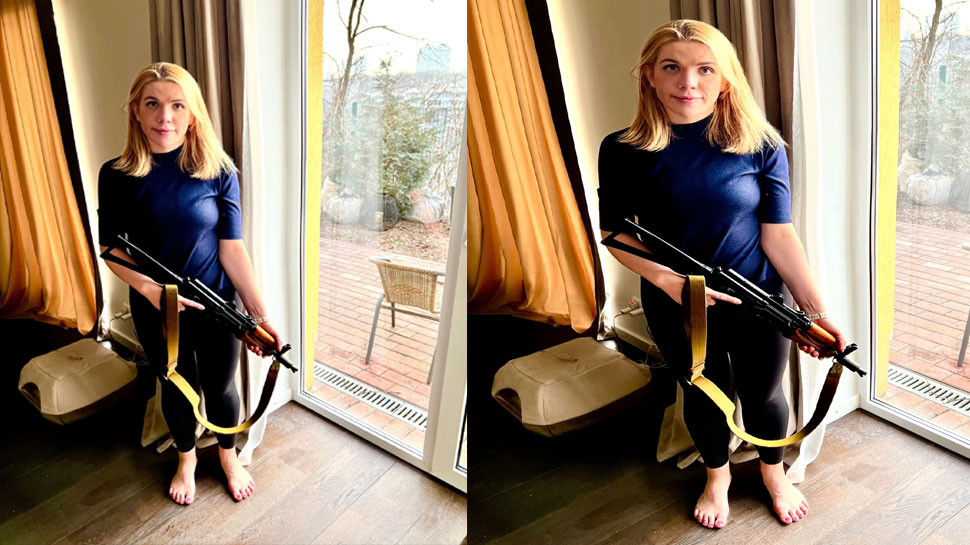 Ukraine Russia war Pictures of Ukrainian female MP Kira Rudik holding a ...