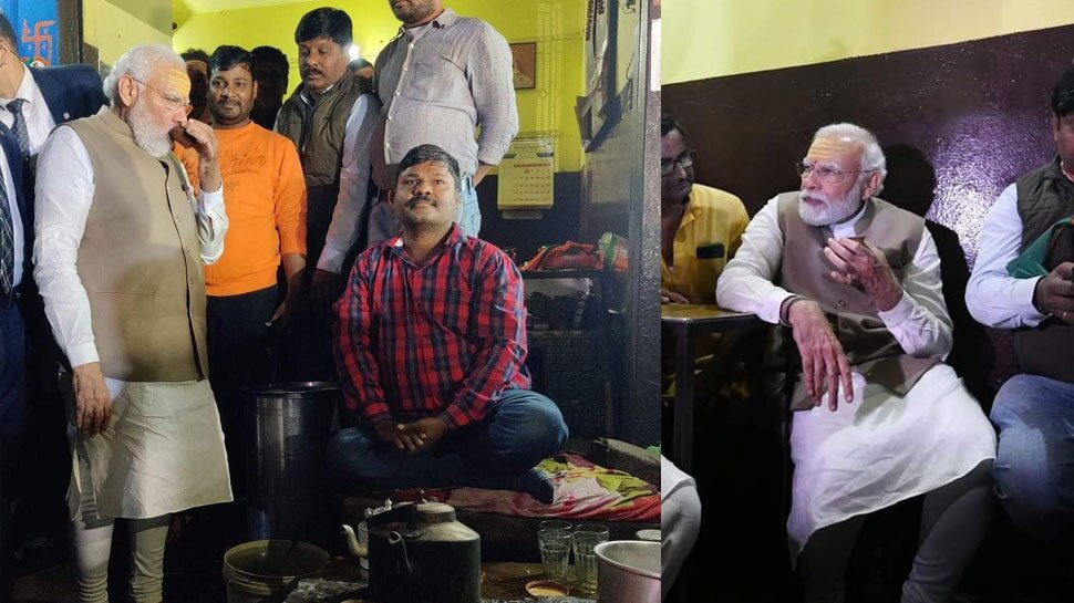 pm modi sips tea at pappus tea stall, tastes Banarasi paan too, view ...
