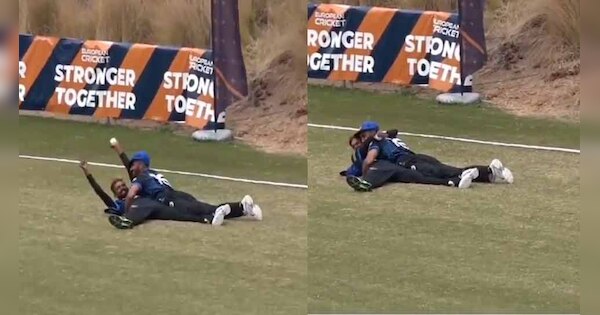 European Cricket League Stunning Catch Players Hug Each Other And Take ...