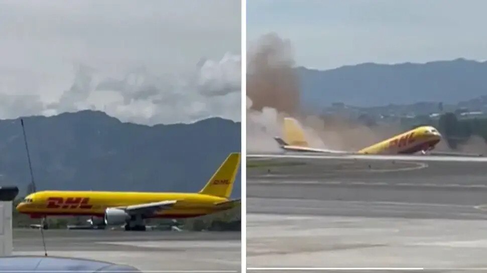 DHL Company Cargo Aircraft split into two pieces during emergency ...