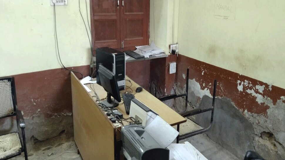 condition of Mandal Tehsil office is dilapidated water dripping from ...