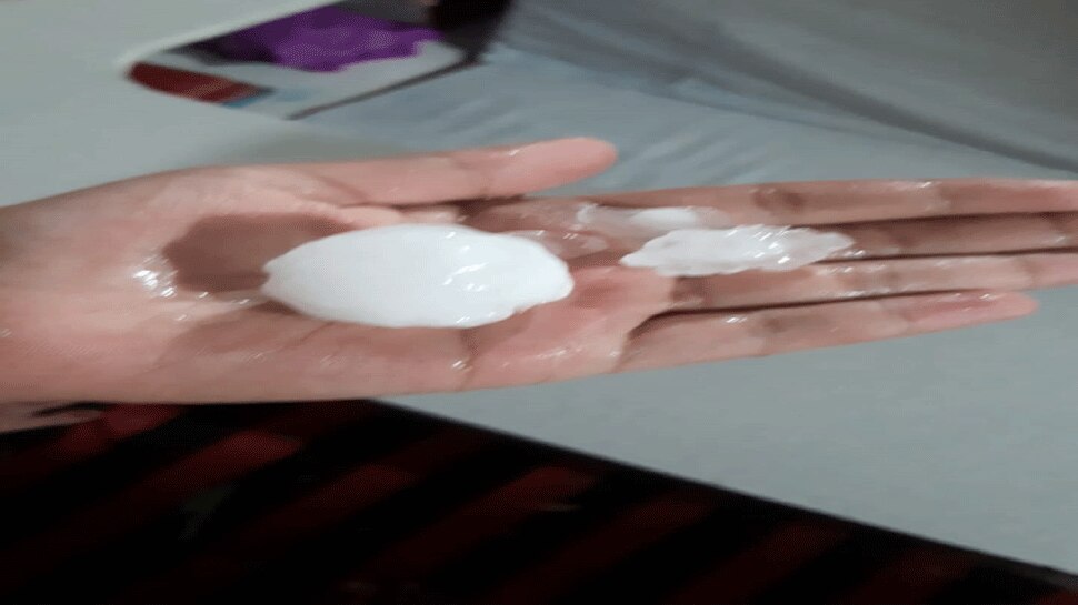 It rained with strong wind when hail size of lemon fell a white sheet ...