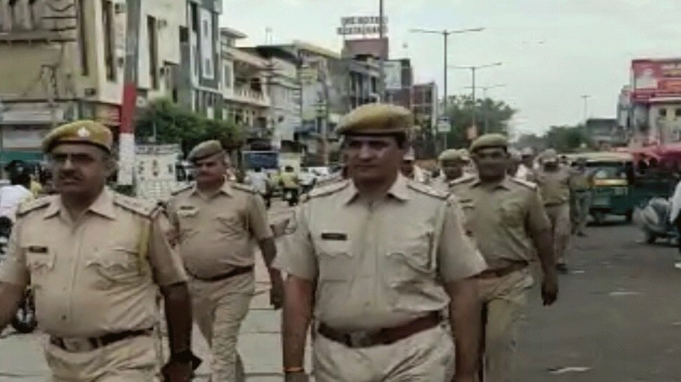 Police alert regarding BJP jan aakrosh sabha police conducted flag ...