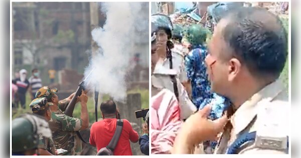 Violent clash between protesters police in Patnas Rajiv Nagar Bulldozer ...