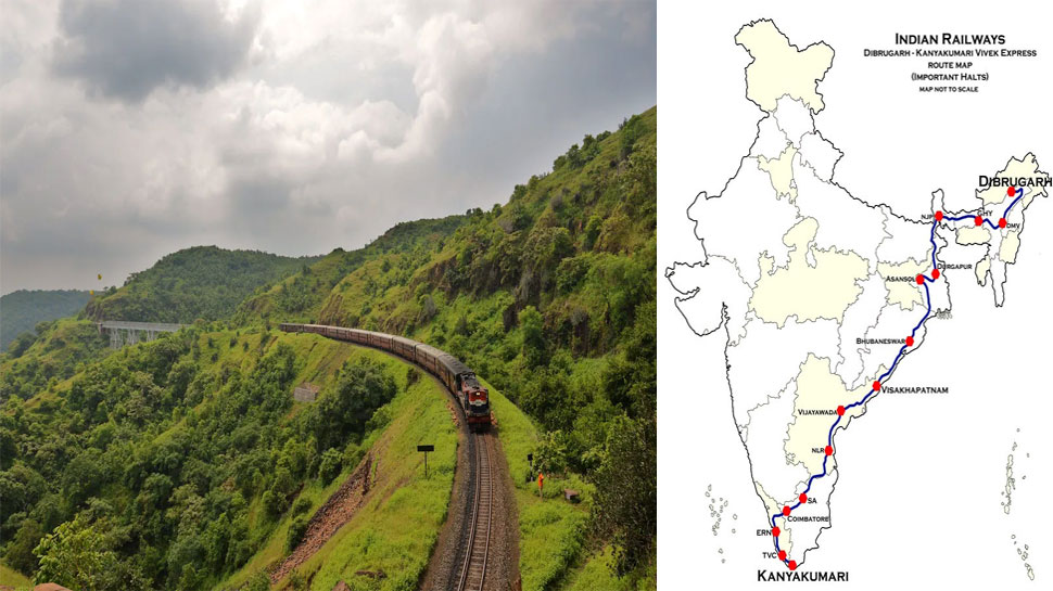 longest train route dibrugarh kanyakumari vivek express interesting facts about indian railways ...