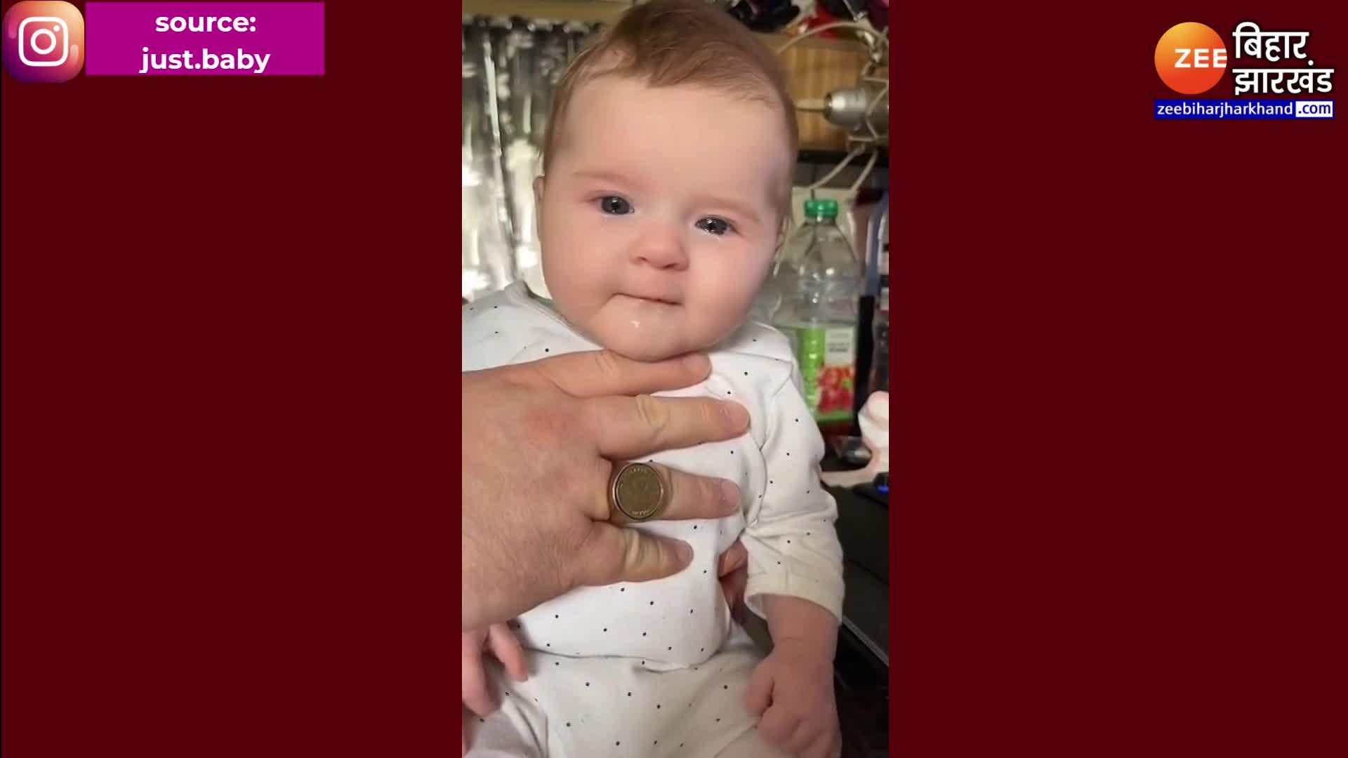 Cute expression of this little baby watch video | इस छोटे से बेबी का ...