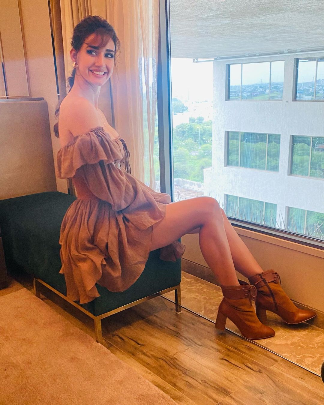 Disha Patani sizzles in bedroom photoshoot without bra off shoulder ...