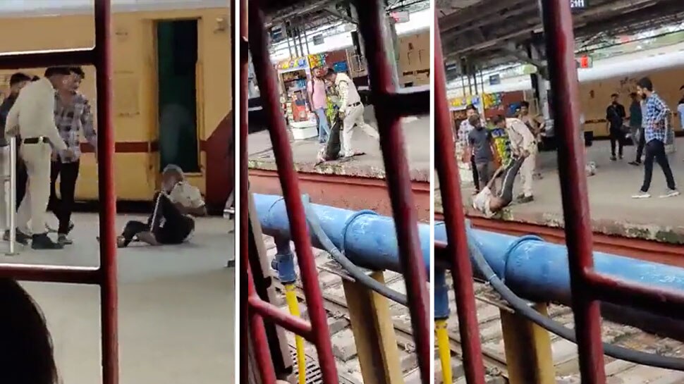 police bullying in Jabalpur, dragged elderly man and beaten at railway ...