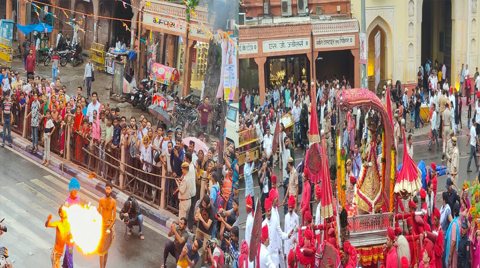 Jaipur The royal ride of Mata Teej was taken out with pomp folk artists ...