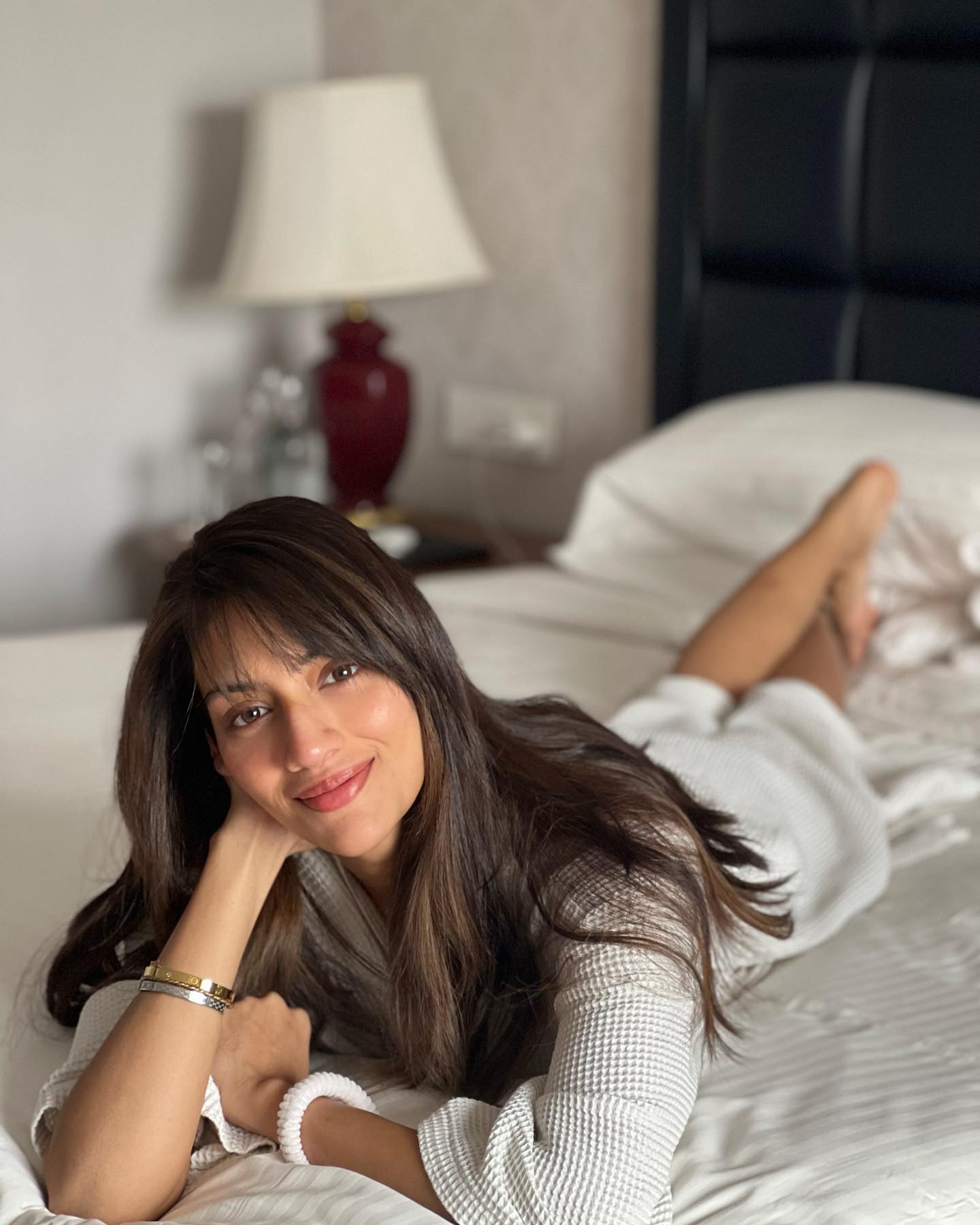 Nusrat Jahan too hot to handle Nusrat Jahan wear white bathrob lies on bed shows boldest look of ...