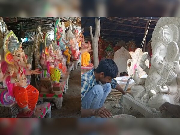Grand Rath Yatra of Golden Ganesh decorated with gold in Chandausi on ...