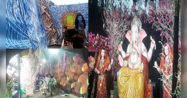 korba ganeshotsav pandal 70 feet high waterfall in the cave between ...