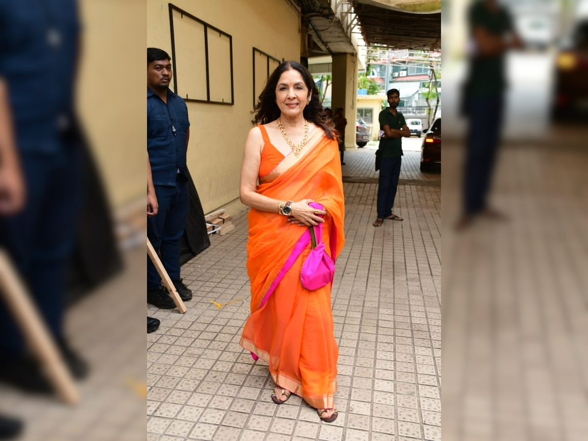 Neena Gupta spotted in beautiful orange saree during Goodbye movie ...