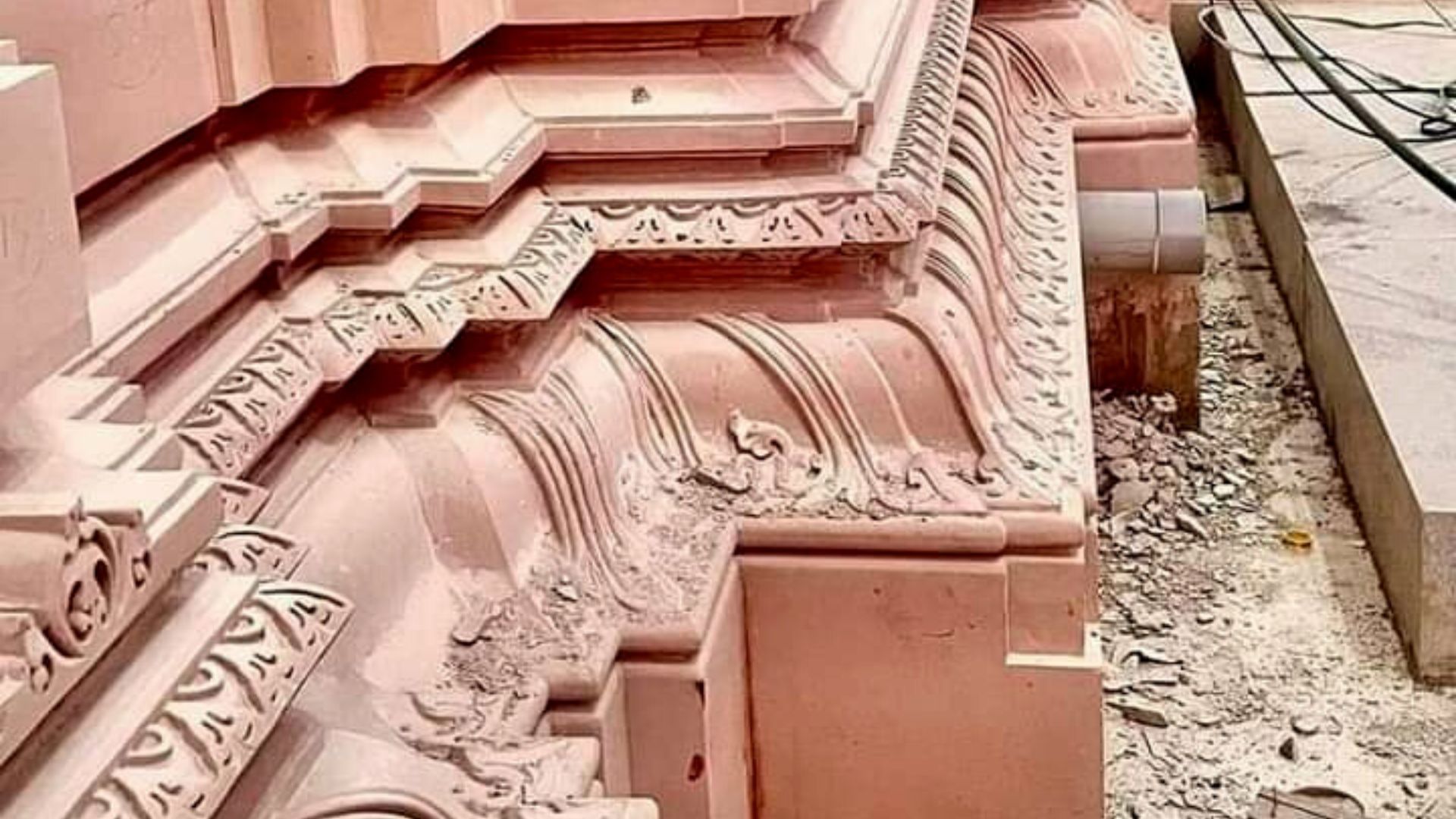 Ayodhya ram mandir sanctum being prepared with rajasthan pink stones ...