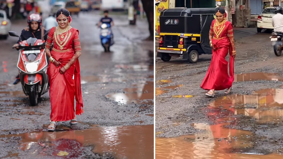 Viral: bride who came on the road full of mud start clicking photoshoot ...