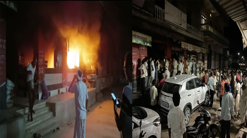 Sanchore The miscreants set fire to the shop by throwing a burning ...