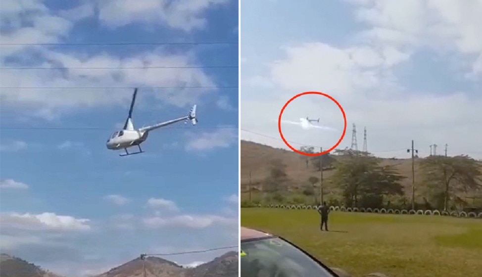 helicopter crashed as its hit with electricity line and fall dowm in ...