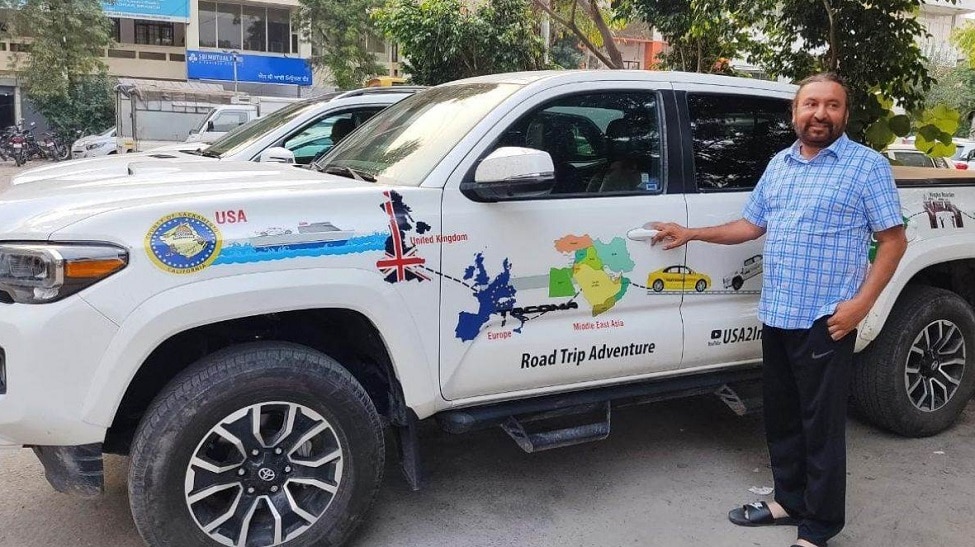 lakhvinder singh of punjab reached india with his car from america on ...