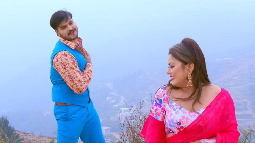 Arvind Akela Kallu In Love With Lukiya Aka Nidhi Jha In Bhojpuri Song Meri Jaan | Bhojpuri Song ...