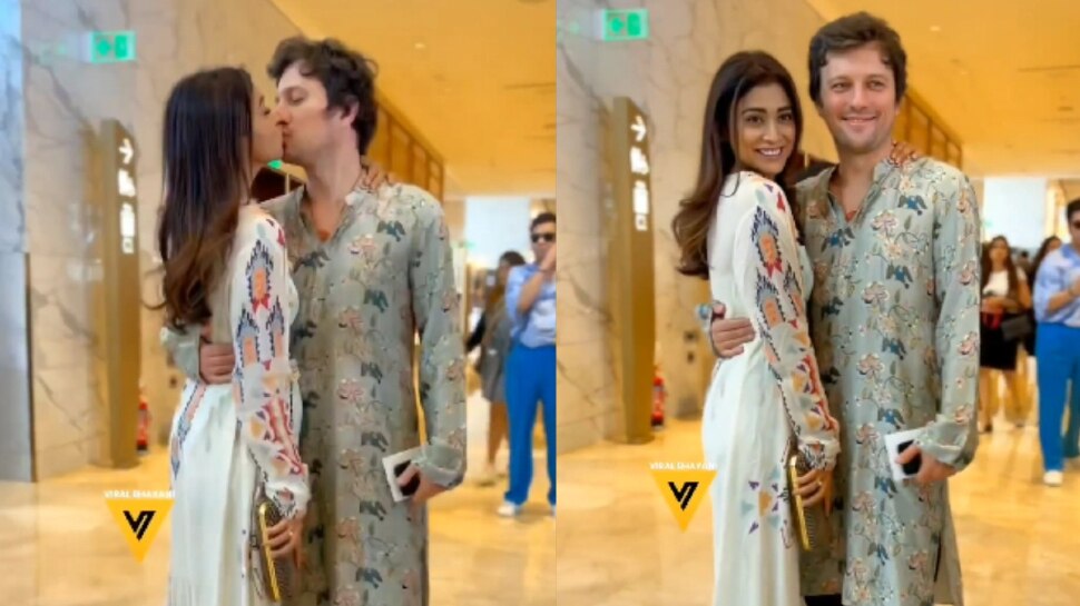 drishyam 2 fame actress shriya saran romantic lip kiss video with ...