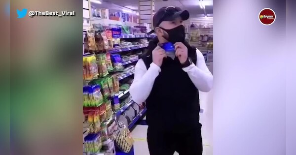 man puts his atm card in his mask and tries to pay shocking the ...