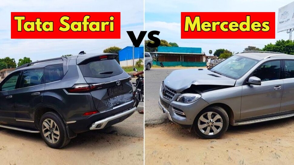 Mercedes Benz car collided with Tata Safari SUV watch video | Tata ...