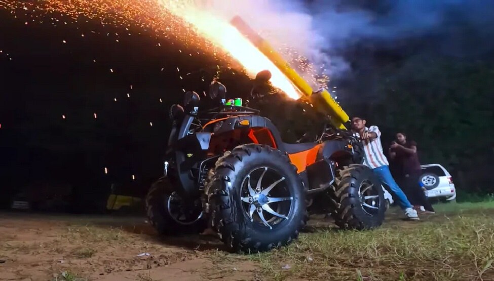 crackers of diwali as youtuber home made rocket launcher shots in sky ...