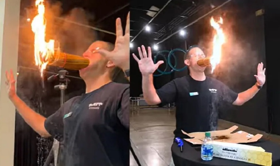 man holds 150 burning candles in mouth made guinness book of world ...
