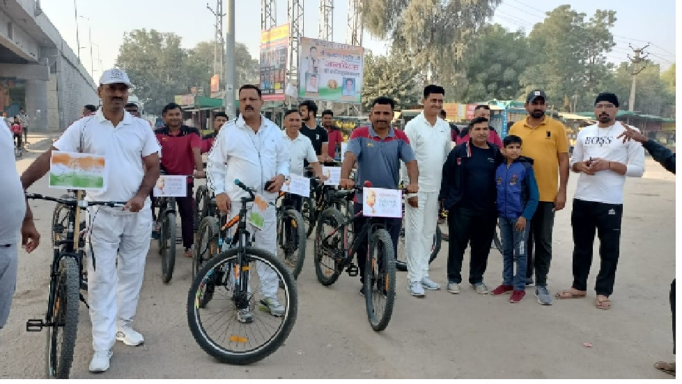 Before Sardar Patels birthday cycle rally was taken out from BSF campus ...