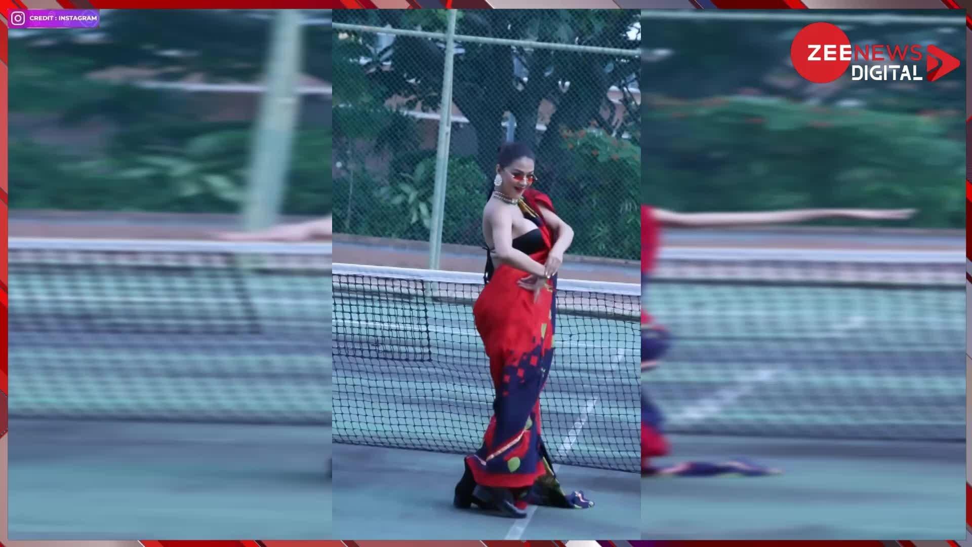 Namrata Malla wearing bold saree like Urfi Javed dropping pallu ...