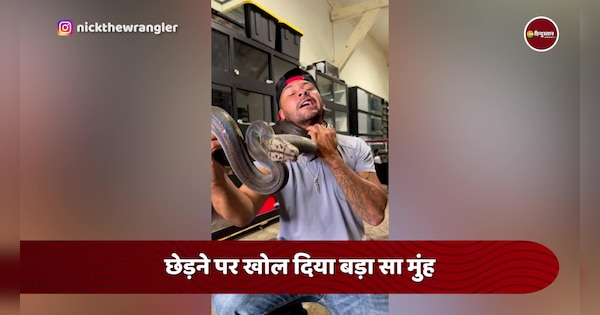 python attacks man holds him by his neck shocking video of snake | देखिए सांप ने शख्स को गले को ...