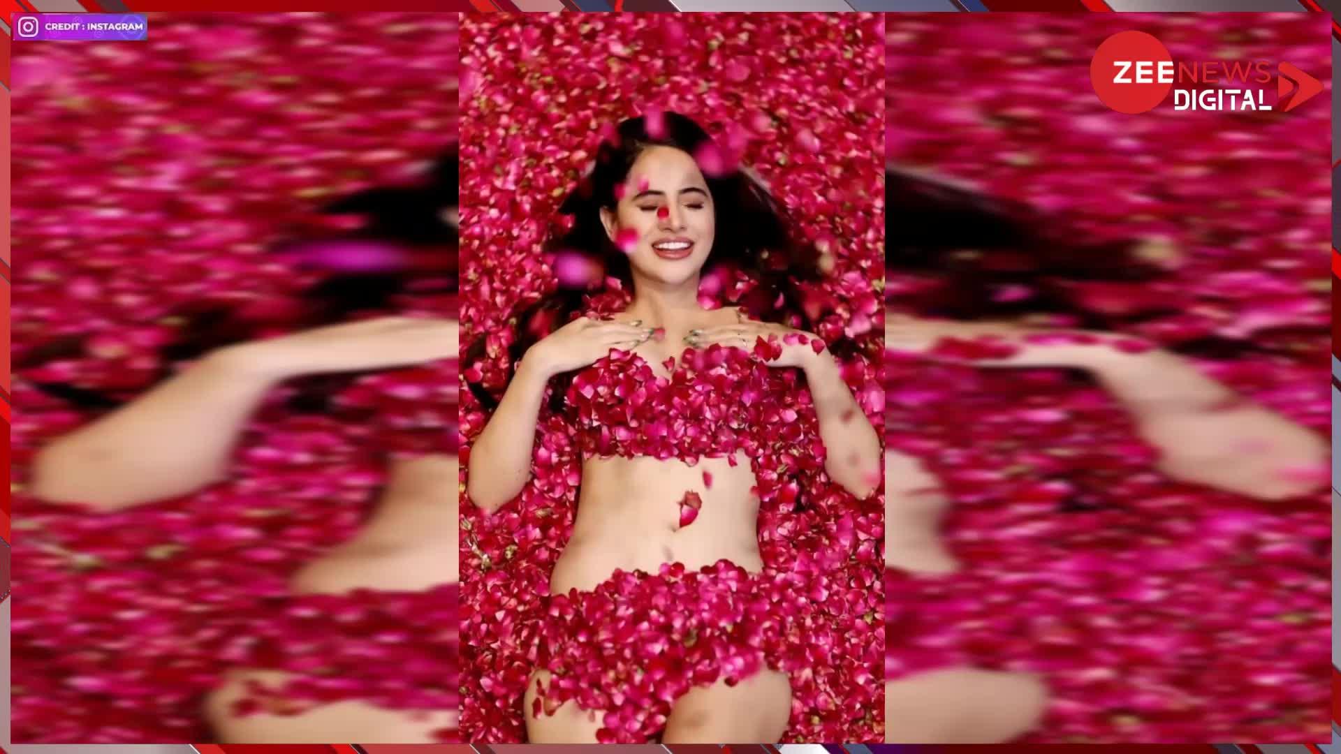 Urfi Javed Nude Video urfi javed goes naked covers private parts with rose petals video makes ...