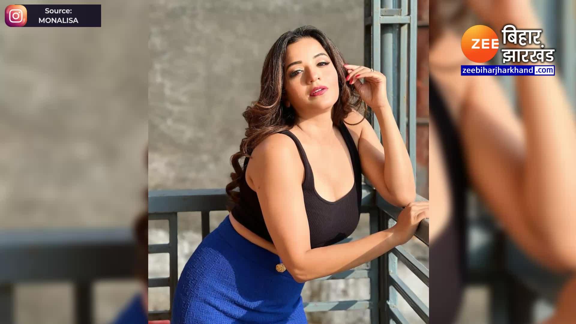 Monalisa gave killer pose in blue mini skirt and black top boldness raised the temperature ...
