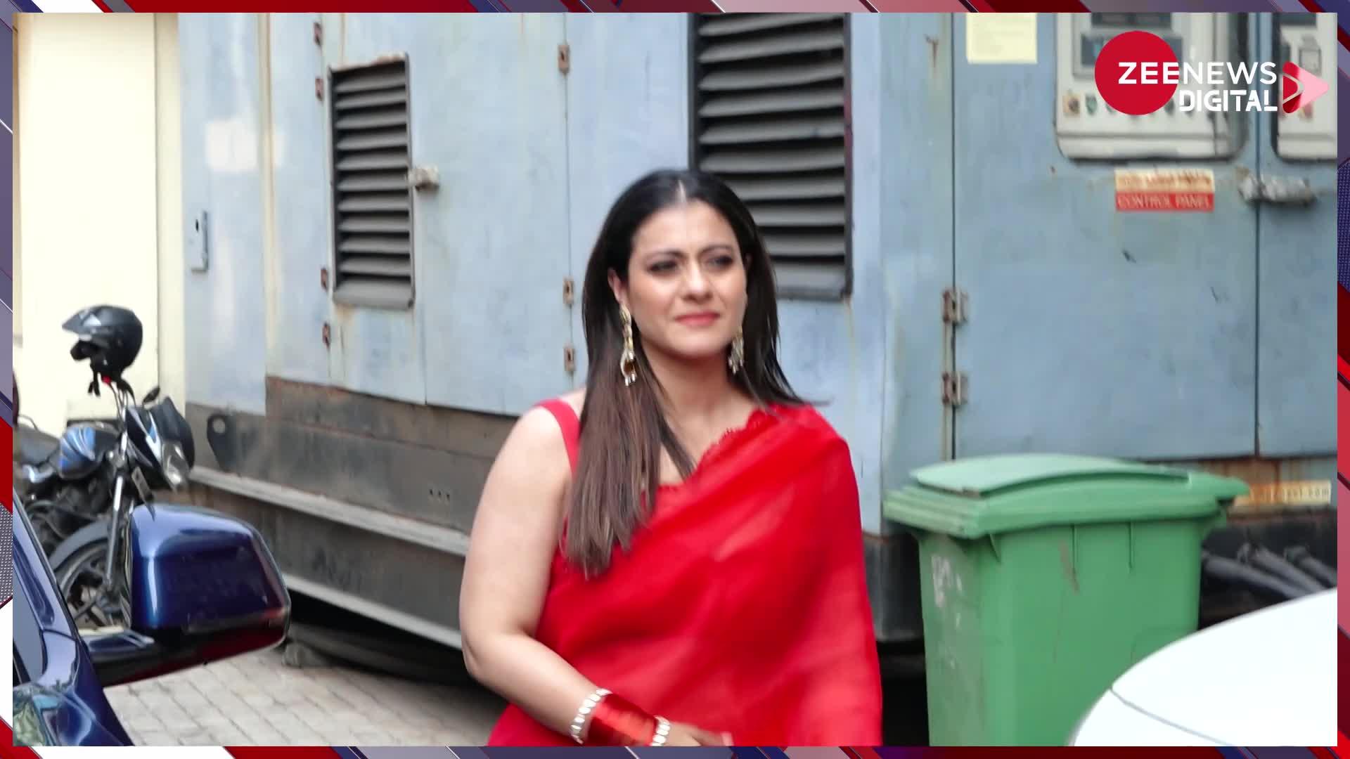 kajol hot look in red saree actress flaunts her bold look at the ...