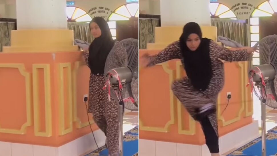 lol hilarious shocking video of woman falling down entangled with wire ...