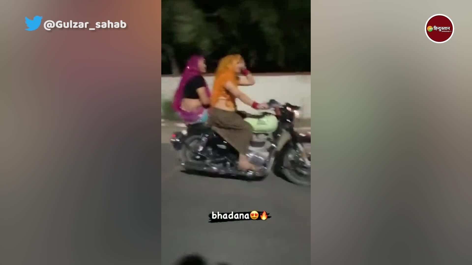 Trending Viral Video Of Desi Bhabhi Showing Swag By Riding Bullet