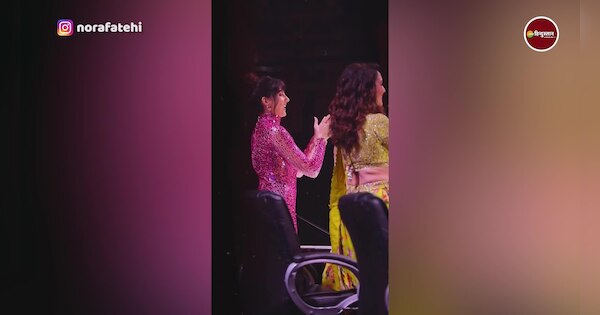 trending viral video of nora fatehi giving bold pose in shimri dress ...