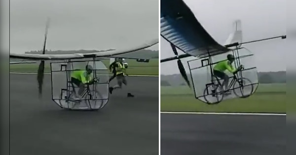 flying cycle video goes viral on internet man riding a bicycle in the ...