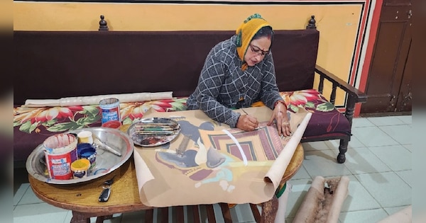 Prem Devi mural painting from Samod is famous in the world|घूंघट में रहने वाली प्रेम को कैनवास ...